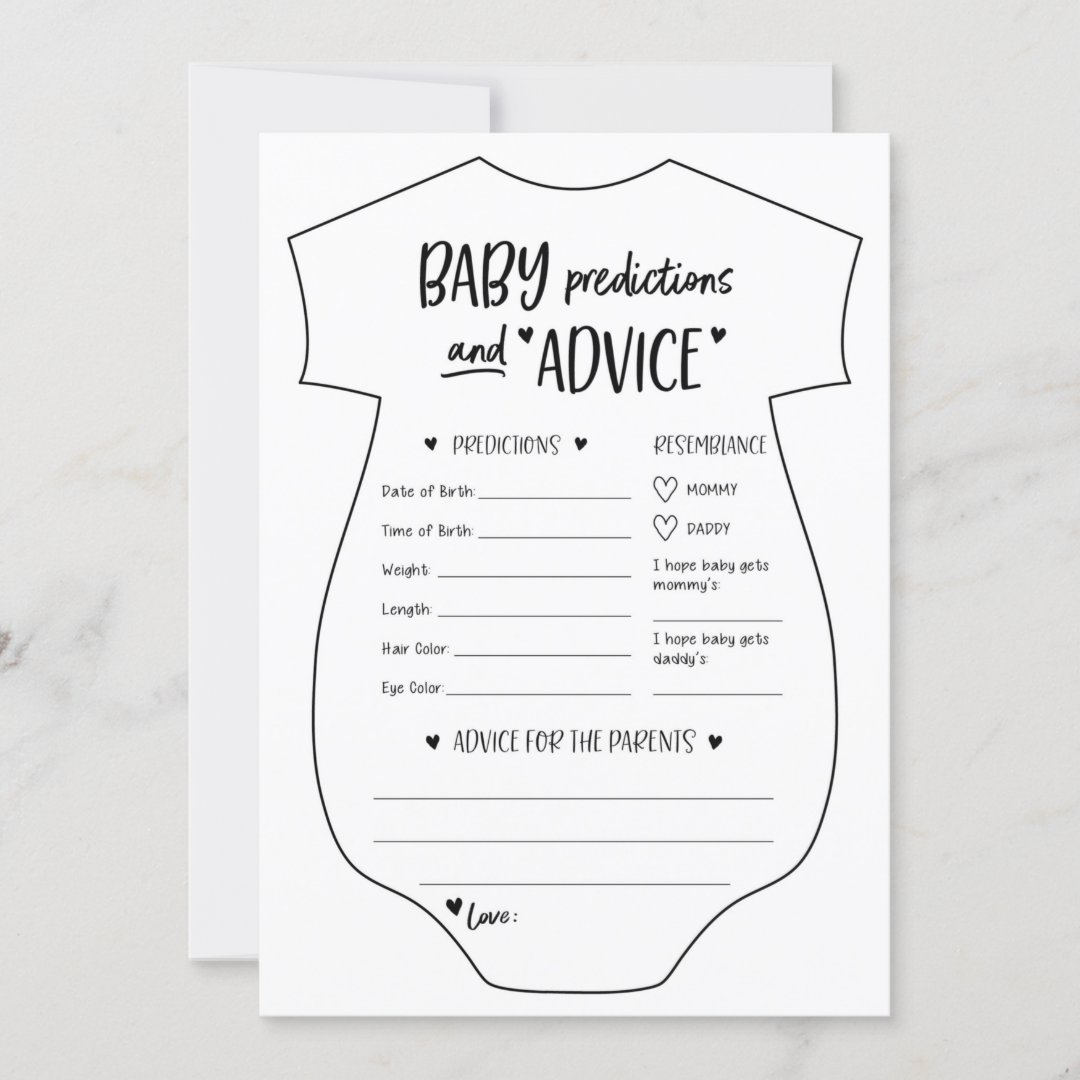 Baby Predictions and Advice Cards | Zazzle