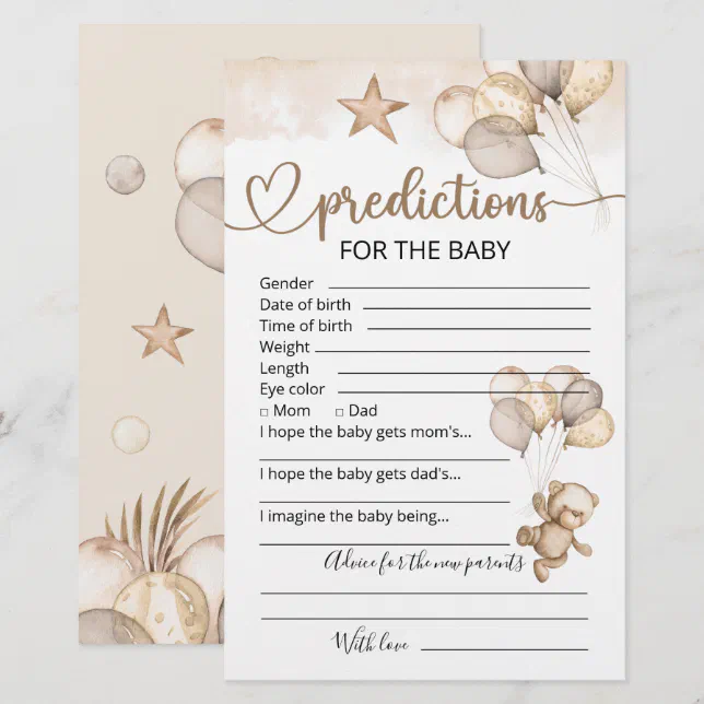 Baby Predictions | Baby Shower Game | Zazzle