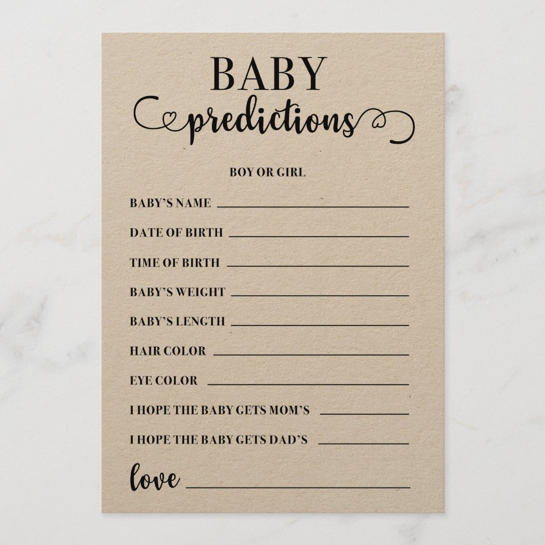 Baby Predictions Baby Shower Game Program | Zazzle