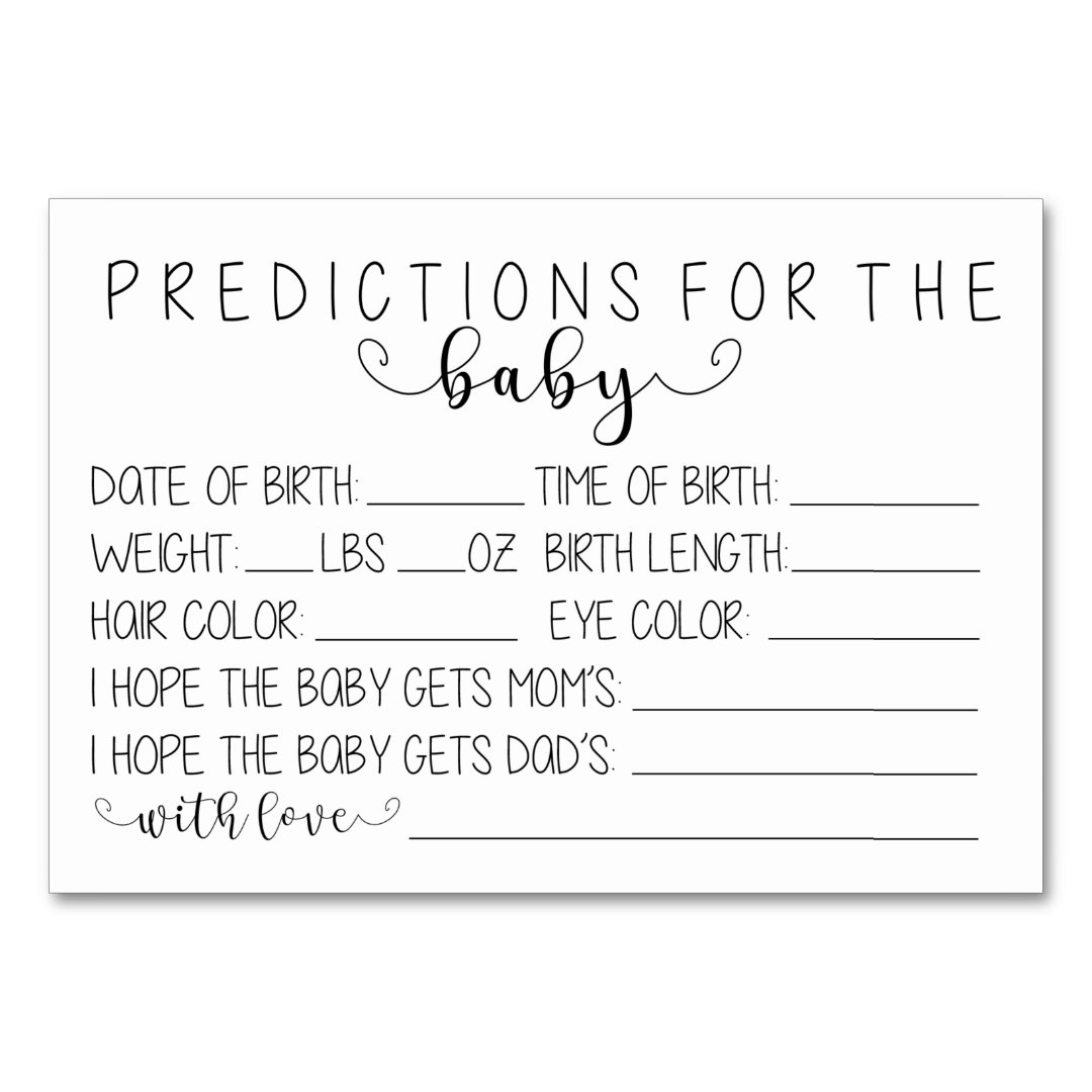 Baby Predictions Card | Zazzle