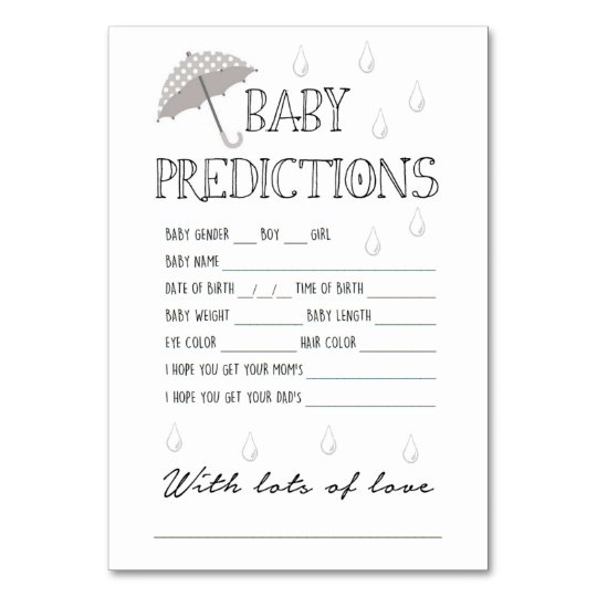 Baby Predictions Game for Baby Shower Table Number | Zazzle.com
