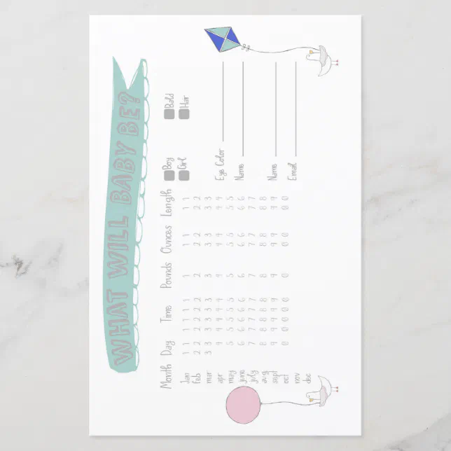 Baby Predictor Adventure Baby Shower Game | Zazzle