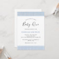 Baby Q Baby Shower Barbecue Checkered Boy Blue Invitation | Zazzle