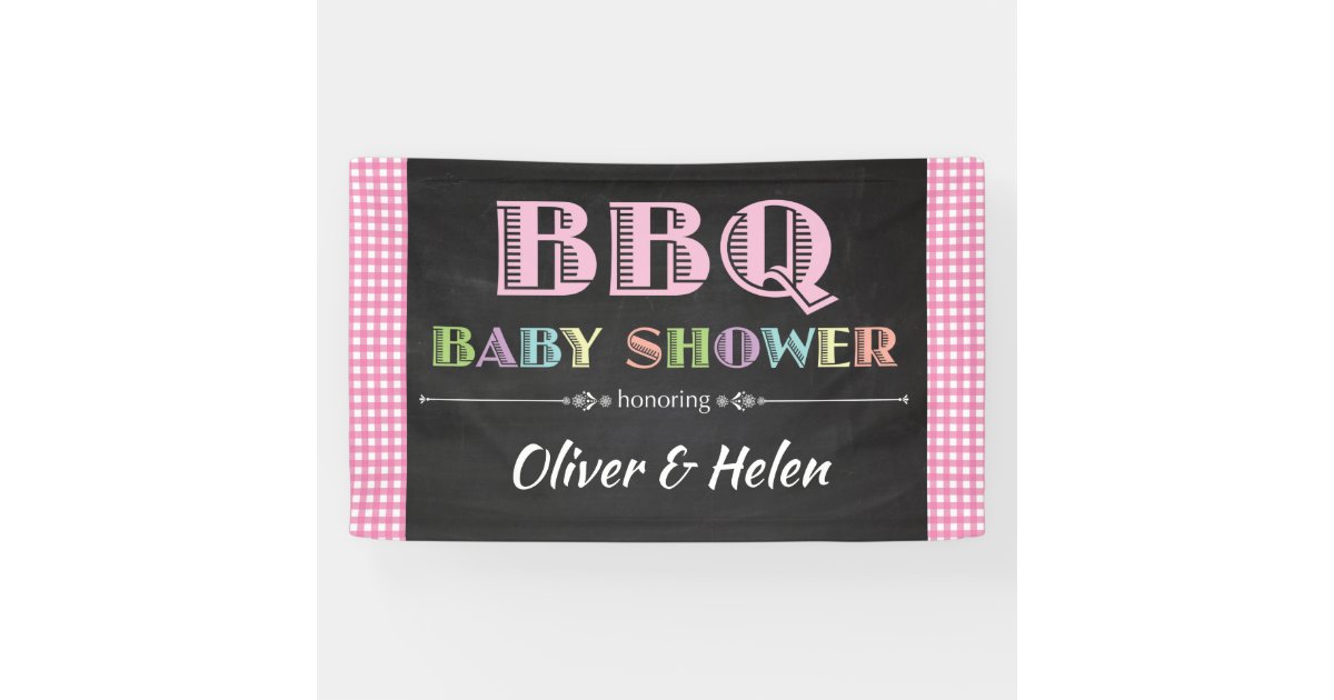 Baby Q BBQ Baby Shower Banner Pink | Zazzle