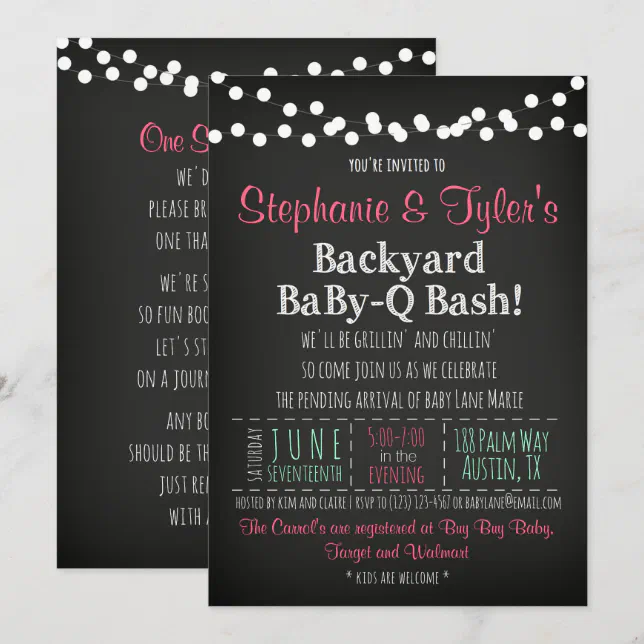 BaBy-Q BBQ Baby Shower Invitation and Book Card | Zazzle
