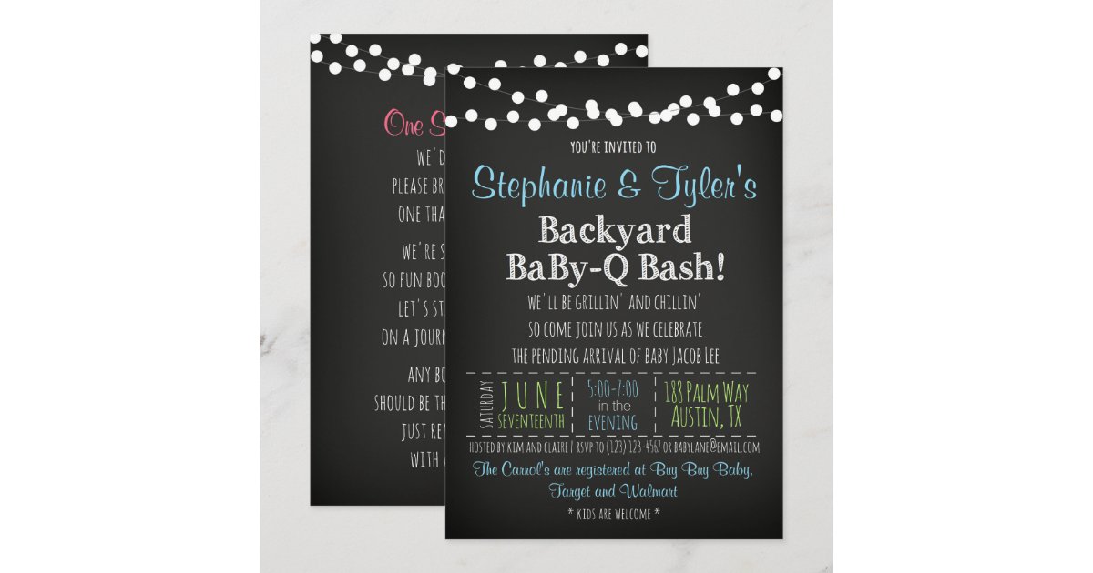 BaBy-Q BBQ Baby Shower Invitation and Book Card | Zazzle