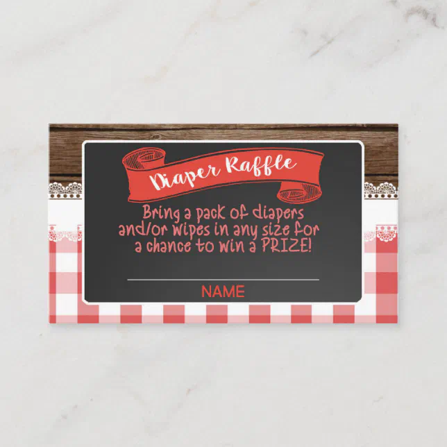 Baby Q Diaper Raffle Card - Red DW | Zazzle