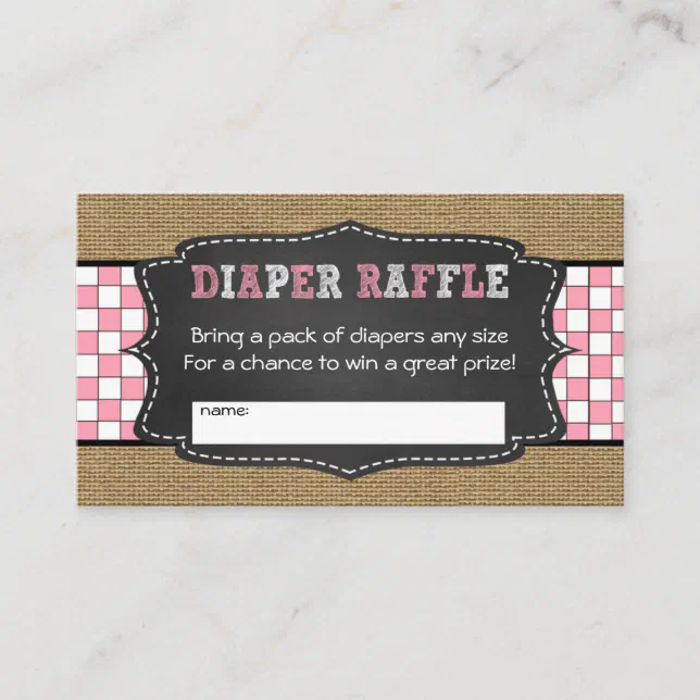 Baby Q Diaper Raffle Tickets / GIRL baby shower Enclosure Card | Zazzle
