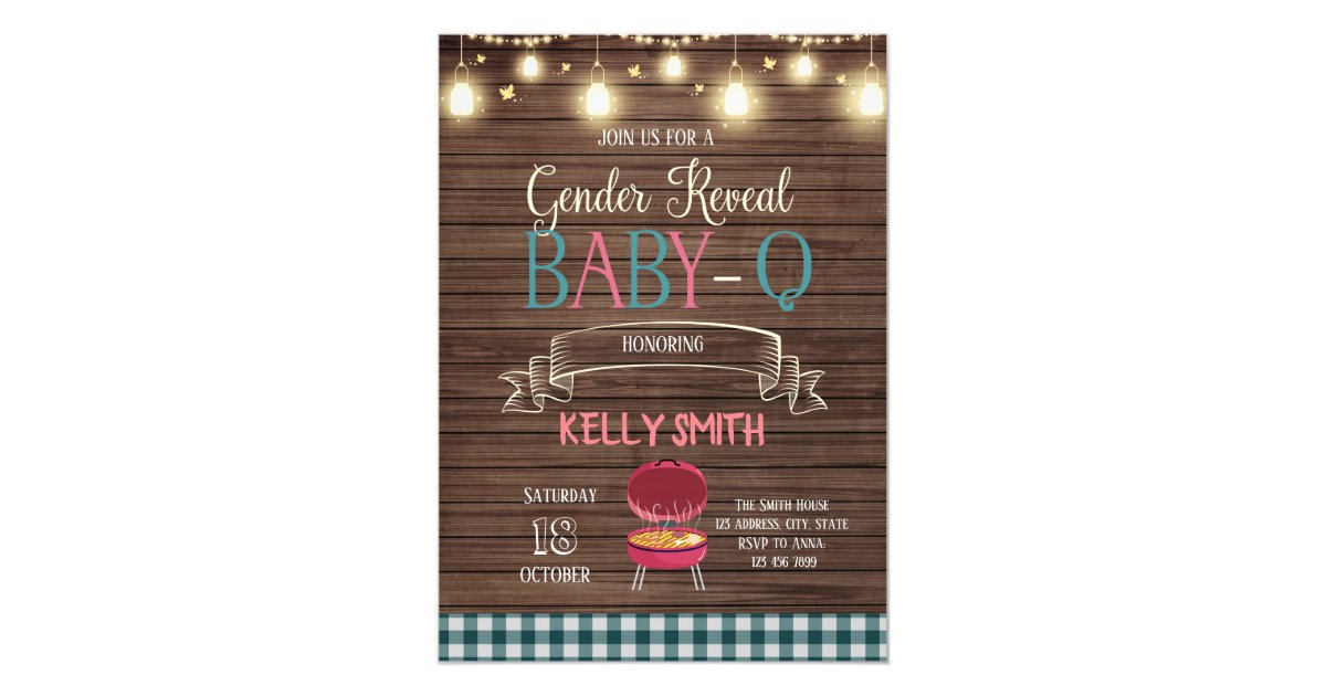 Baby Q gender reveal party invitation | Zazzle.com