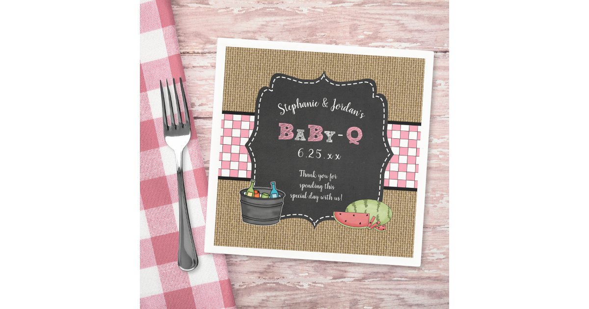 Baby Q girl baby shower decor bbq babyq Paper Napkins | Zazzle