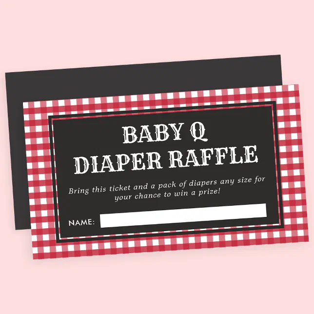 Baby Q Red Plaid Baby Shower Diaper Raffle Enclosure Card | Zazzle