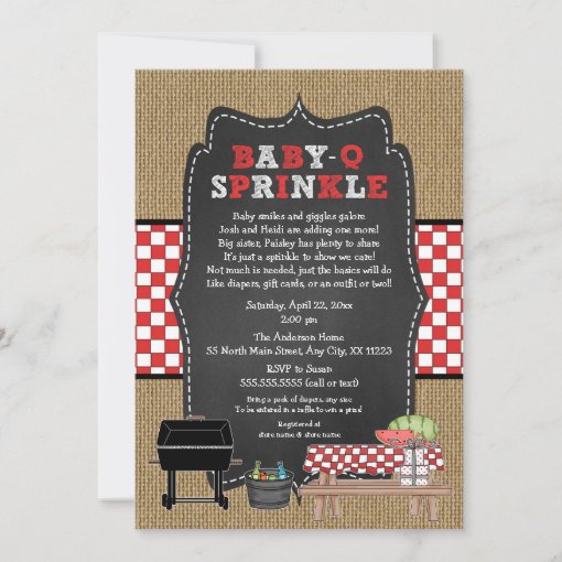 Baby Q Sprinkle, BBQ Baby Sprinkle Shower, babyq Invitation | Zazzle