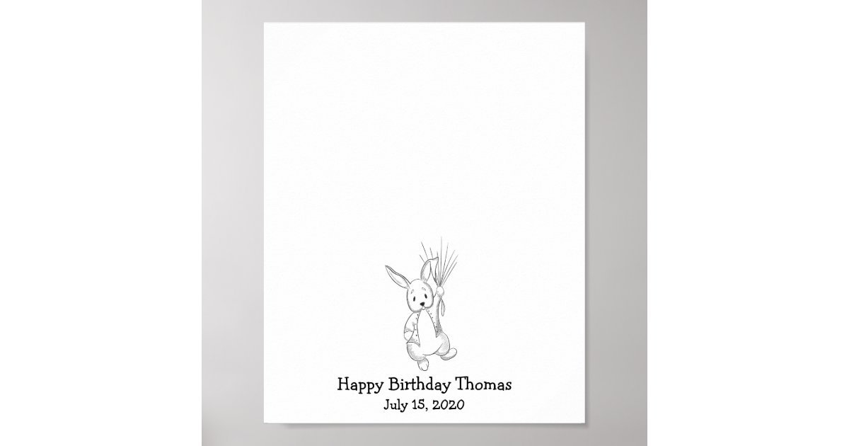 Baby Rabbit Fingerprint Guest Book | Zazzle