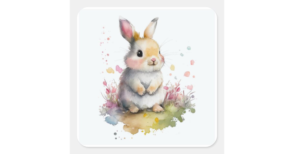 Baby Rabbit Square Sticker | Zazzle