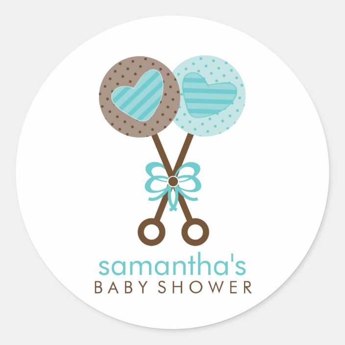 Baby Rattles Twin Boys Baby Shower Classic Round Sticker | Zazzle.com