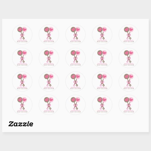 Baby Rattles Twin Girls Baby Shower Classic Round Sticker | Zazzle
