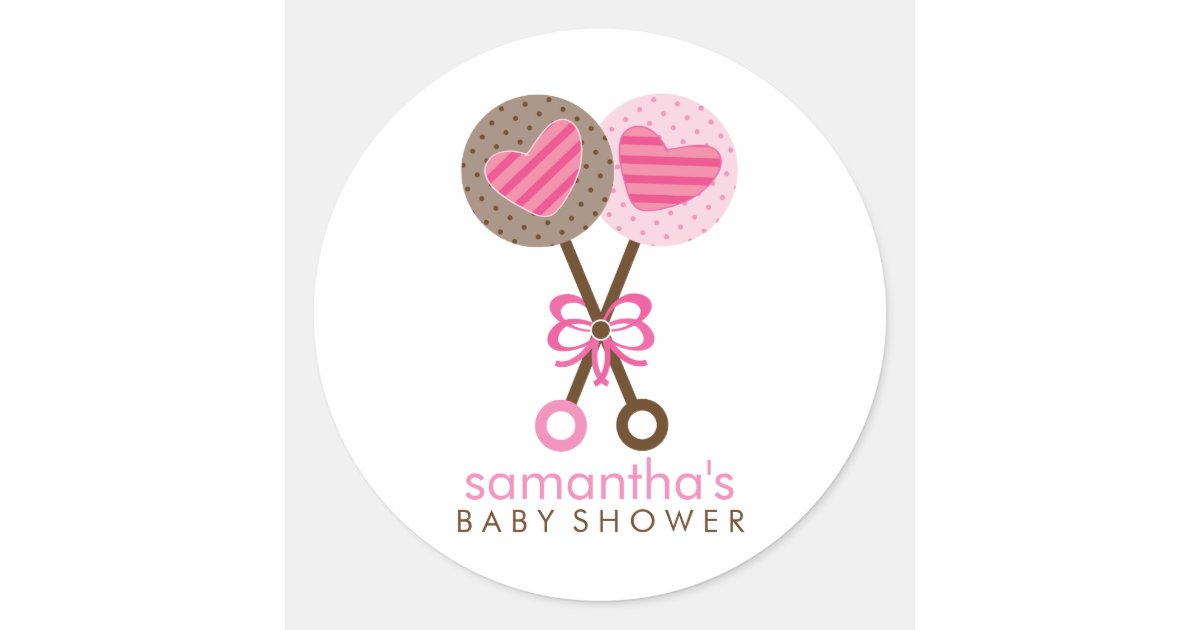 Baby Rattles Twin Girls Baby Shower Classic Round Sticker | Zazzle