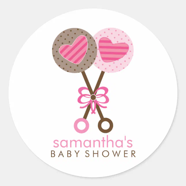 Baby Rattles Twin Girls Baby Shower Classic Round Sticker | Zazzle