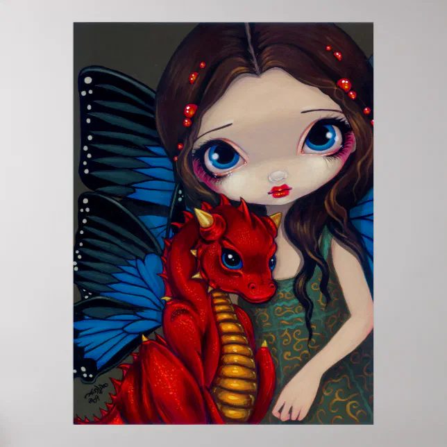 Baby Red Dragon dragonling fairy Art Print | Zazzle