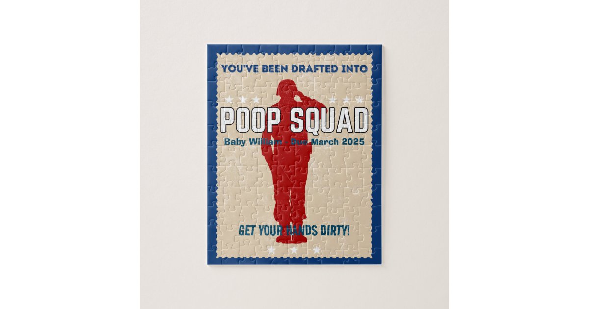 Baby Reveal - You've Been Drafted Into Poop Squad Jigsaw Puzzle | Zazzle