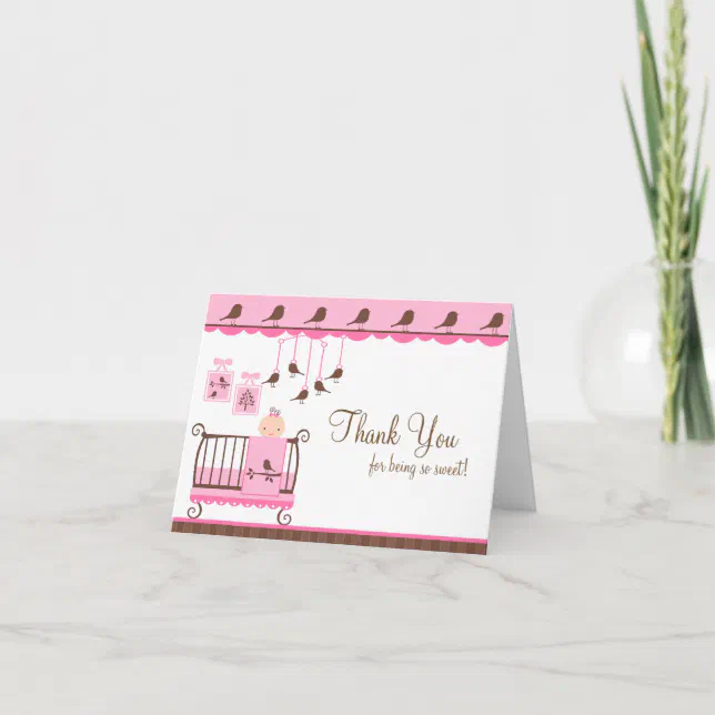 Baby Room Pink Thank You Note Card | Zazzle