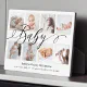 Baby Script Photo Collage Keepsake & Birth Stats Plaque | Zazzle