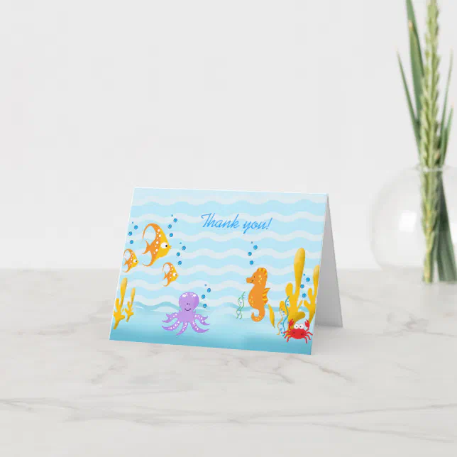 BABY SEA CRITTERS Thank you Note Card | Zazzle