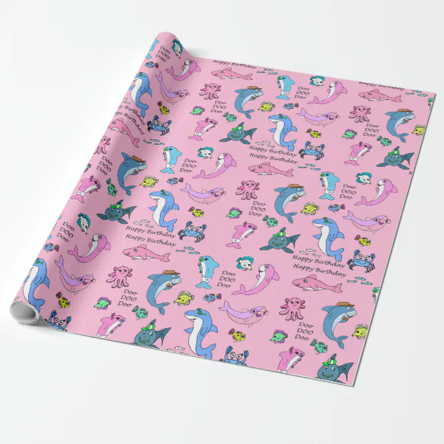 Baby Shark Family Doo Doo Happy Birthday Wrapping Paper | Zazzle