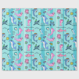 Baby Shark Family Doo Doo Happy Birthday Wrapping Paper | Zazzle