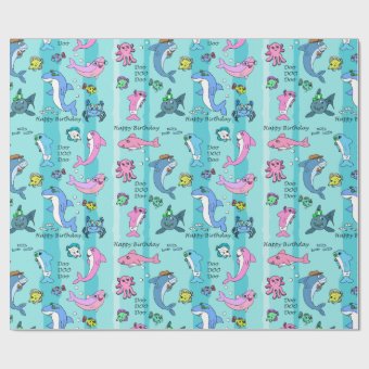 Baby Shark Family Doo Doo Happy Birthday Wrapping Paper | Zazzle