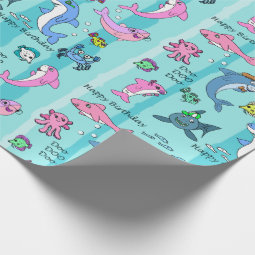 Baby Shark Family Doo Doo Happy Birthday Wrapping Paper | Zazzle