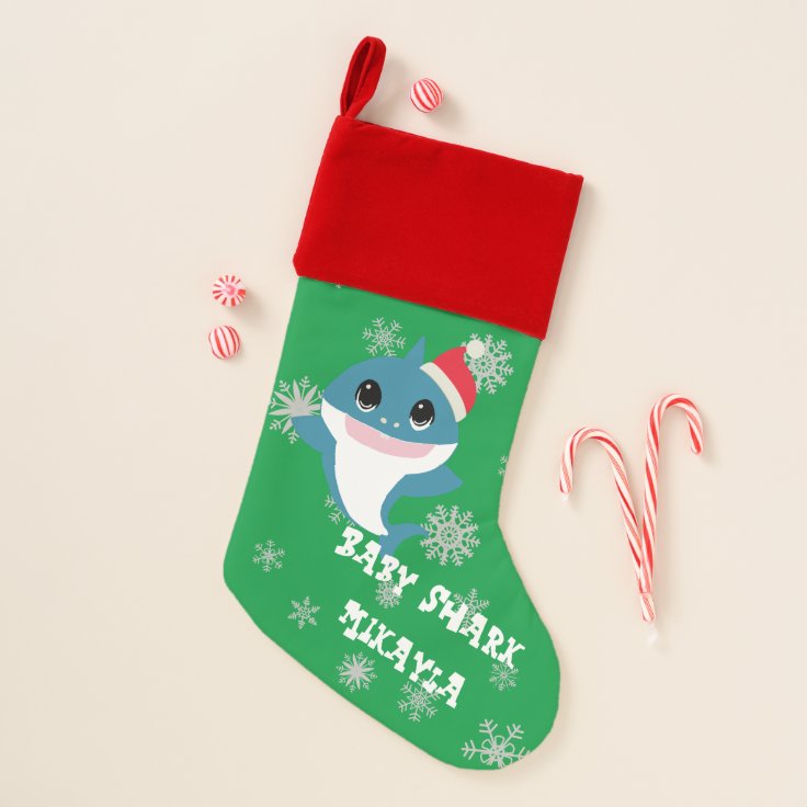 Baby Shark Santa Shark personalized Christmas Stocking | Zazzle
