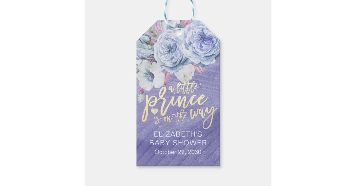 Baby Shower a little prince on the way Gift Tags | Zazzle