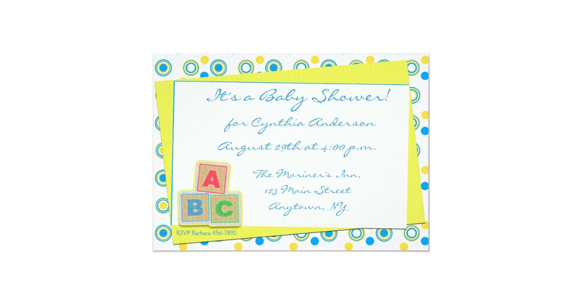 Baby Shower ABC Blocks Invitation | Zazzle.com