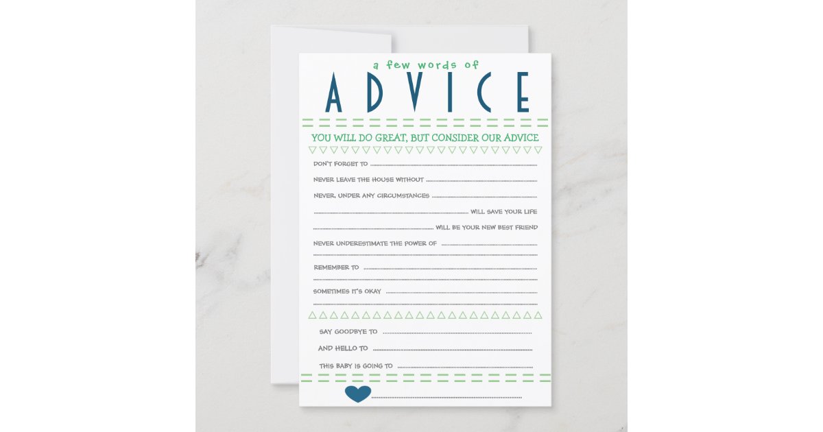 Baby Shower Advice Card | Zazzle