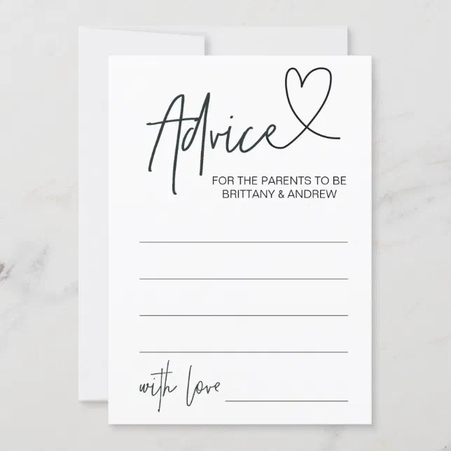 Baby Shower Advice Card Personalized | Zazzle