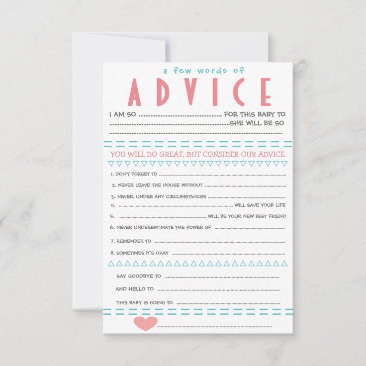 Baby Shower Advice Cards | Zazzle
