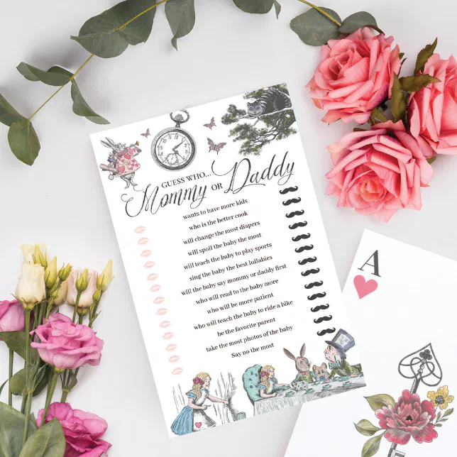 Baby Shower Alice in Wonderland Fun Guess Who Game | Zazzle