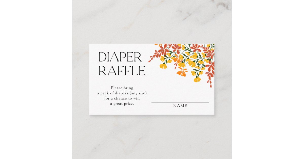 Baby Shower Autumn Floral Diaper Raffle Enclosure Card | Zazzle