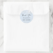 Baby Shower baby blue silver glitter Thank You Classic Round Sticker ...