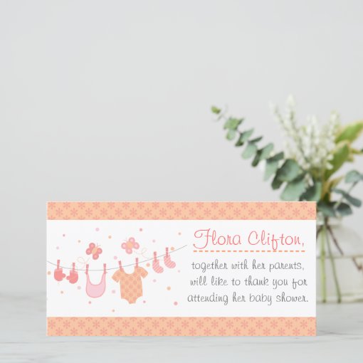 Baby shower: Baby clothes on clothesline Thank You Card | Zazzle