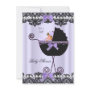 Baby Shower Baby Girl Lavender Purple Black Lace Invitation | Zazzle