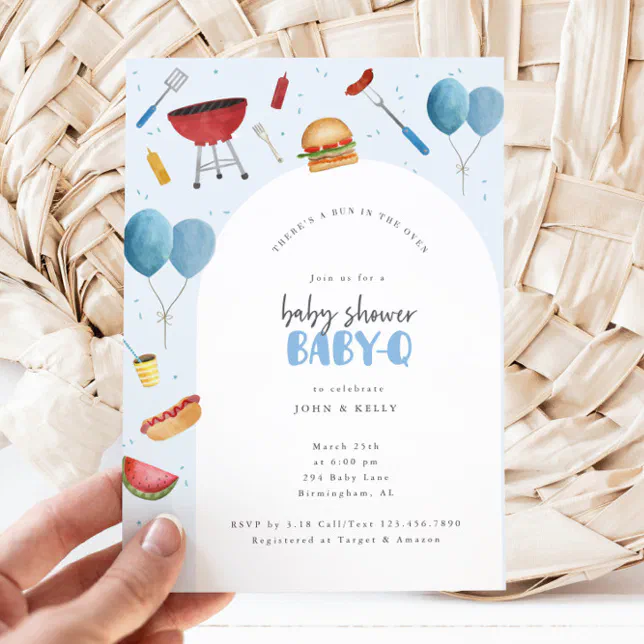 Baby Shower Baby-Q (BBQ) for Baby Boy Invitation | Zazzle