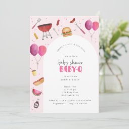 Baby Shower Baby-Q (BBQ) for Baby Girl Invitation | Zazzle