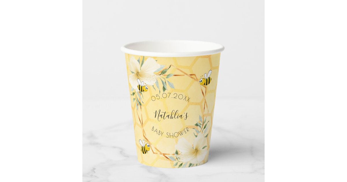 Baby Shower bees floral backyard Paper Cups | Zazzle
