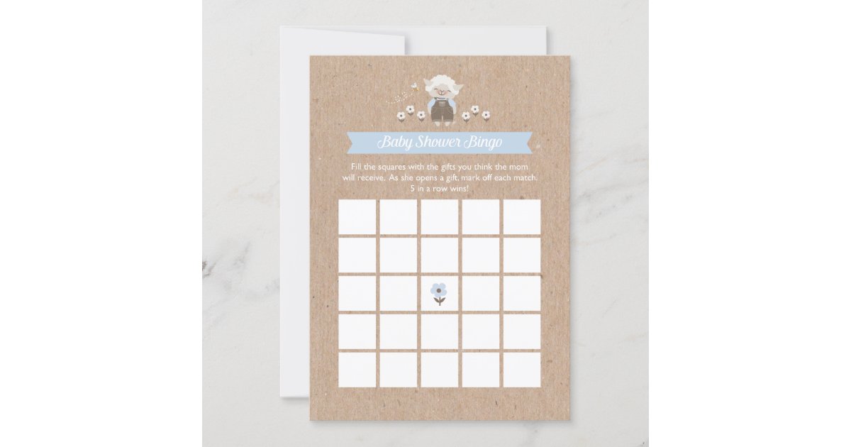 Baby Shower bingo Boy Lamb Game Card | Zazzle