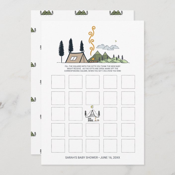 Baby Shower Bingo Card | Adventure Begins | Zazzle