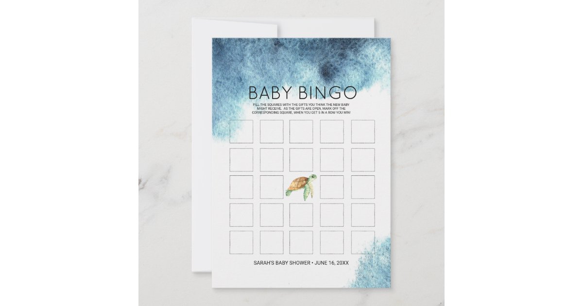 Baby Shower Bingo Card | Sea Turtle | Zazzle