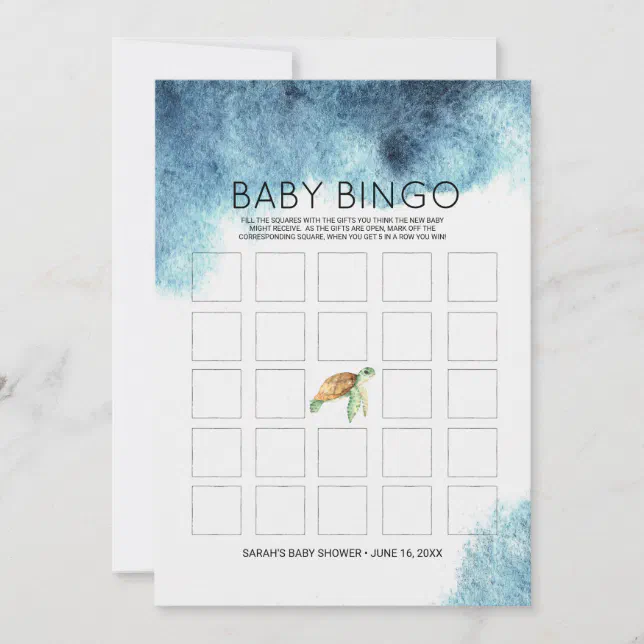 Baby Shower Bingo Card | Sea Turtle | Zazzle