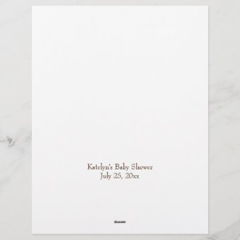 Baby shower bingo game brown personalized template letterhead | Zazzle